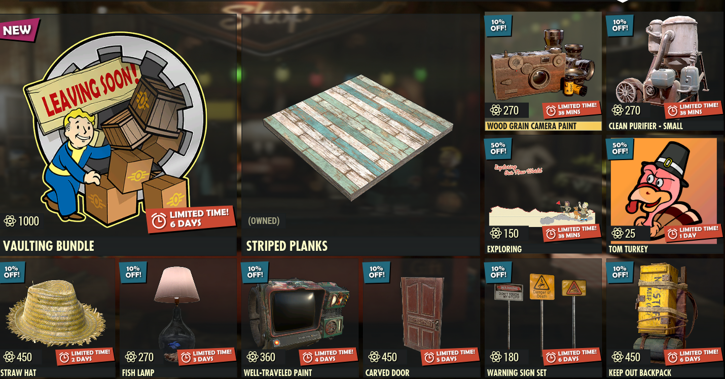 Fallout 76 – Atom Shop Items Leaving Soon – On Sale! | Hope, Not Worry